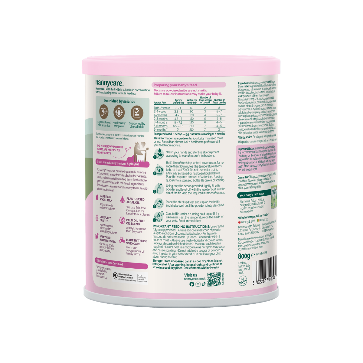 Nannycare Stage 1 First Infant Goat Milk Formula | 0–12 months