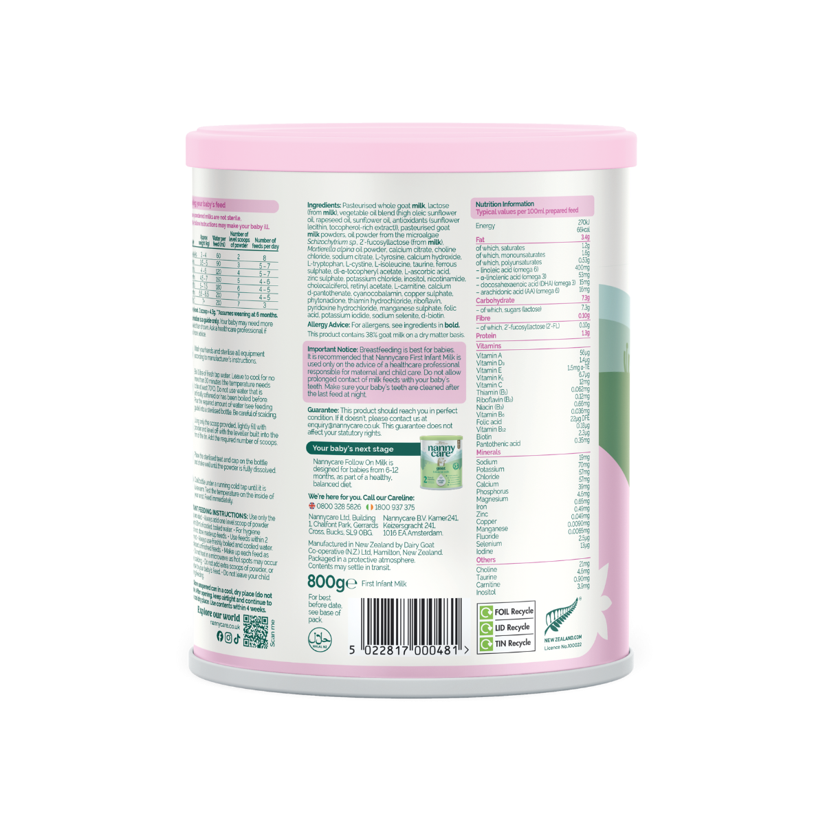 Nannycare Stage 1 First Infant Goat Milk Formula | 0–12 months